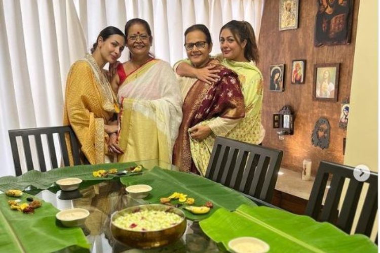 Malaika shines in ethnic look as she enjoys Onam Sadya with mother, sister