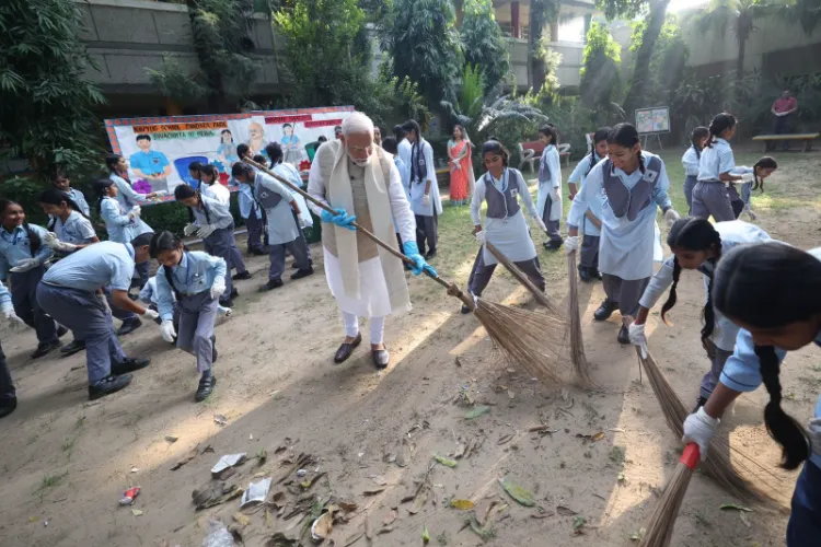 10 years of Swachhata campaign: PM Modi joins cleanliness drive in a school