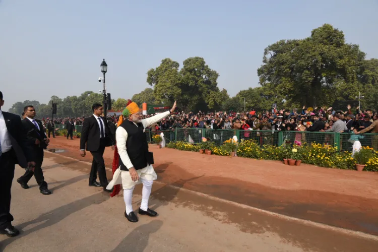 PM Modi walks down Kartavya Path to greet people